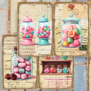 Candy Jars Junk Journal Kit: Vintage Collage Pages (digital Download ...