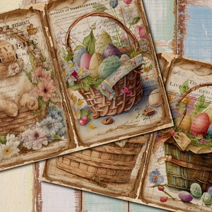Easter Bunnies Junk Journal Kit Easter Egg Hunt Vintage Ephemera Bunny ...