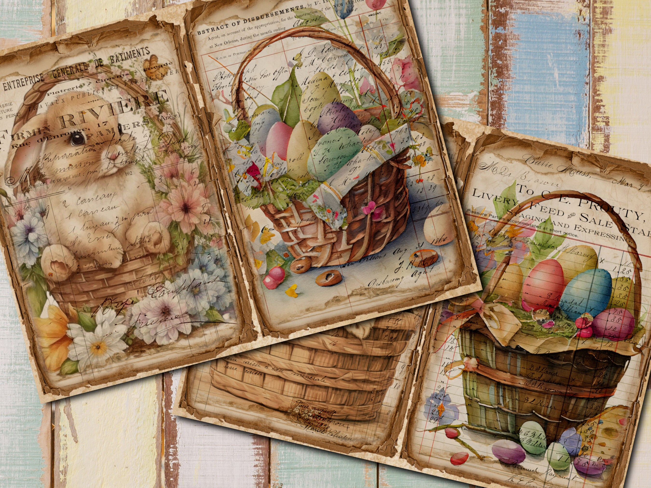 Vintage Easter Bunny Junk Journal Pages, Ephemera Kit (digital Download ...