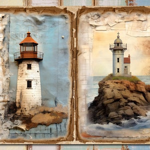Junk Journal Printable, Lighthouse , Journal Double Pages, Lighthouse ...