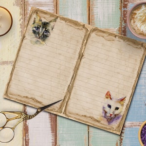 DIGITAL Cat Junk Journal Kit – Printable Vintage Lined Pages - Etsy