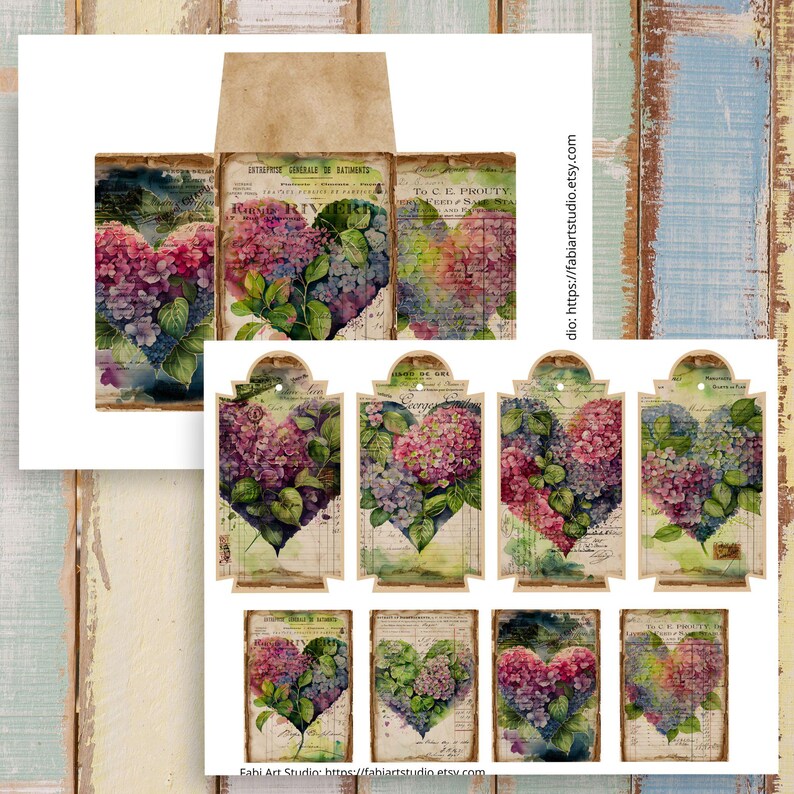 Hydrangea Junk Journal Kit: Printable Ephemera, Tags, Cards (digital ...