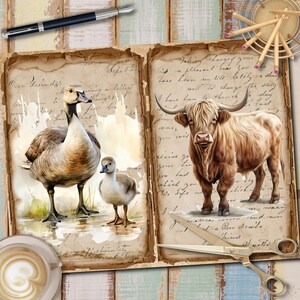 DIGITAL Farm Animals Junk Journal Kit – Vintage Double Pages Printable ...