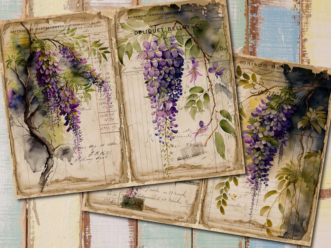 Chinese Wisteria Journal Kit Vintage Journal Pages Flower - Etsy