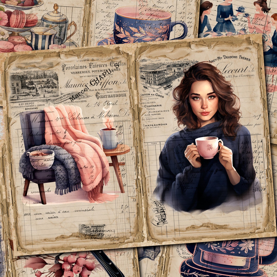 DIGITAL Cozy Tea Time Junk Journal Kit – Tea Cups Printable Pages ...