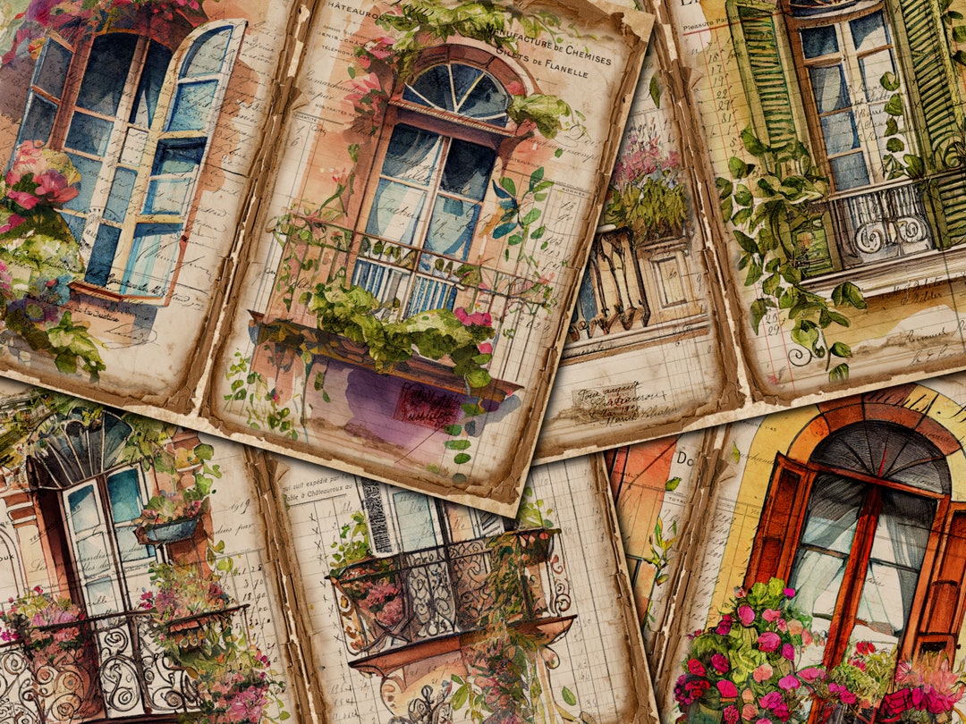 DIGITAL Vintage Floral Window – Junk Journal Printable Pages - FA103 - Etsy