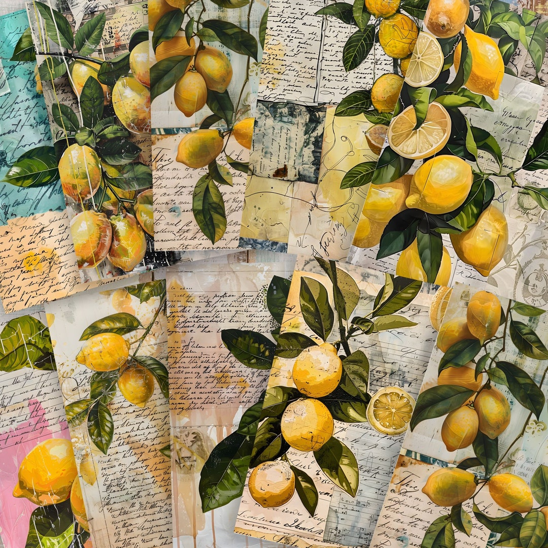 Lemon Junk Journal Printable, Lemon Junk Journal Kit, Scrapbook Paper ...