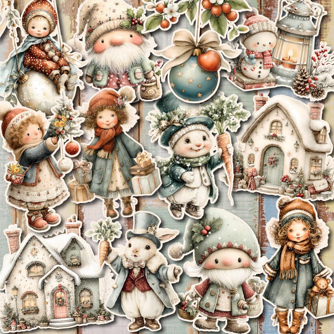 Christmas Fussy Cuts Junk Journal Kit 2: Vintage Cutouts Printable ...