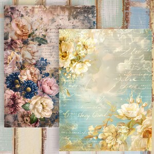 16 Vintage Floral Journal Pages, Junk Journal Kit, Basic Paper ...