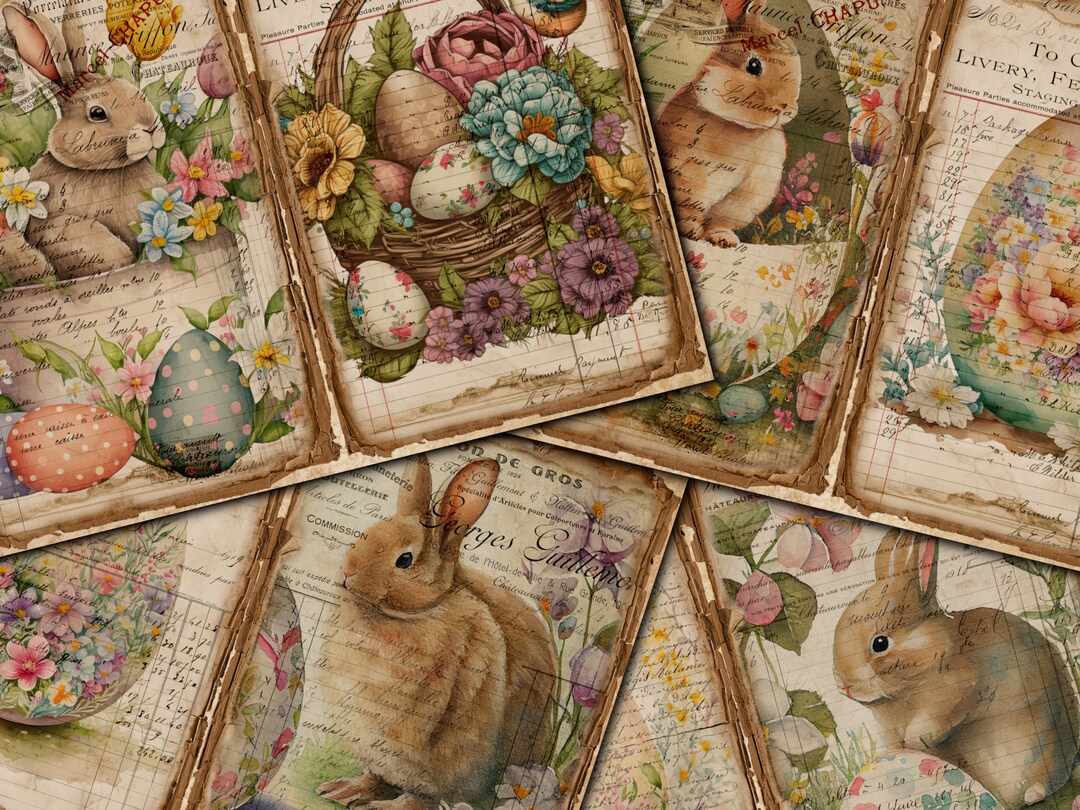 Cute Rabbit Junk Journal Kit Vintage Journal Pages Rabbit - Etsy