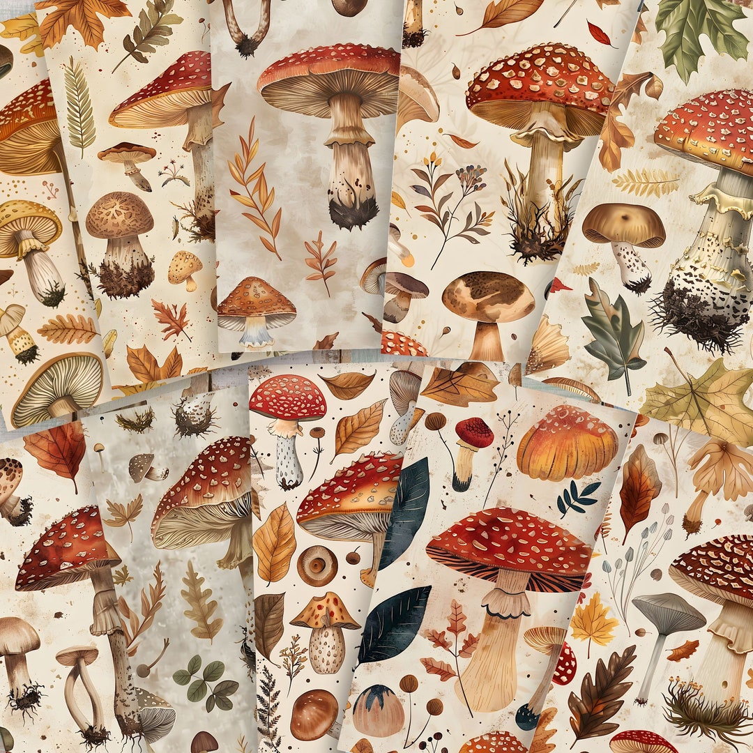 DIGITAL Mushroom Junk Journal Kit – Printable Scrapbook & Collage ...