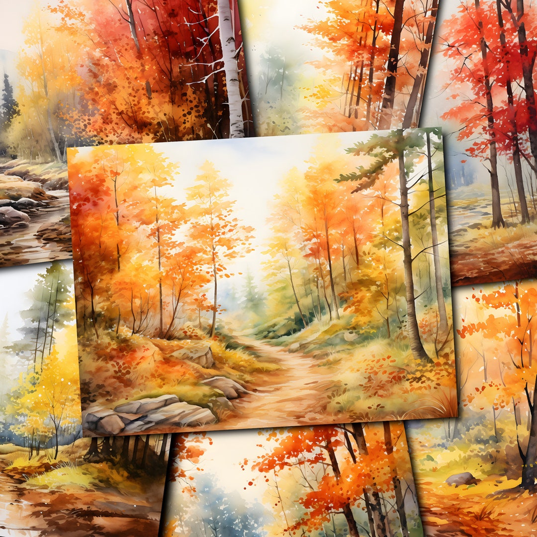 Autumn Forest Digital Junk Journal Background, Forest Collage , Digital ...