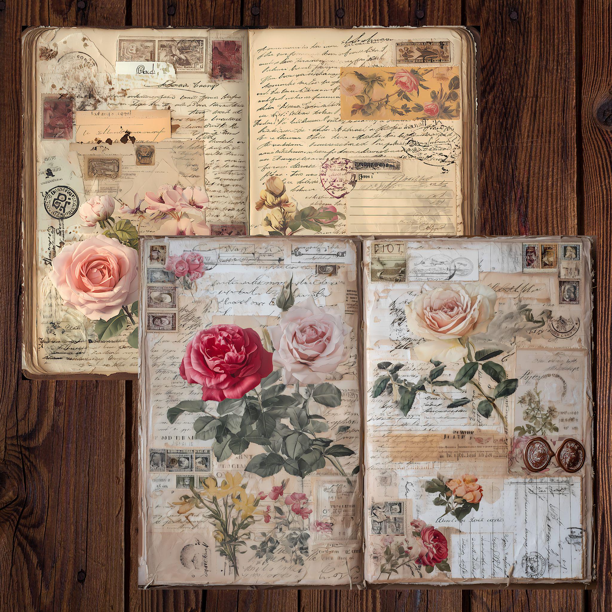 Vintage Roses Junk Journal Double-page Spread (digital Download ...