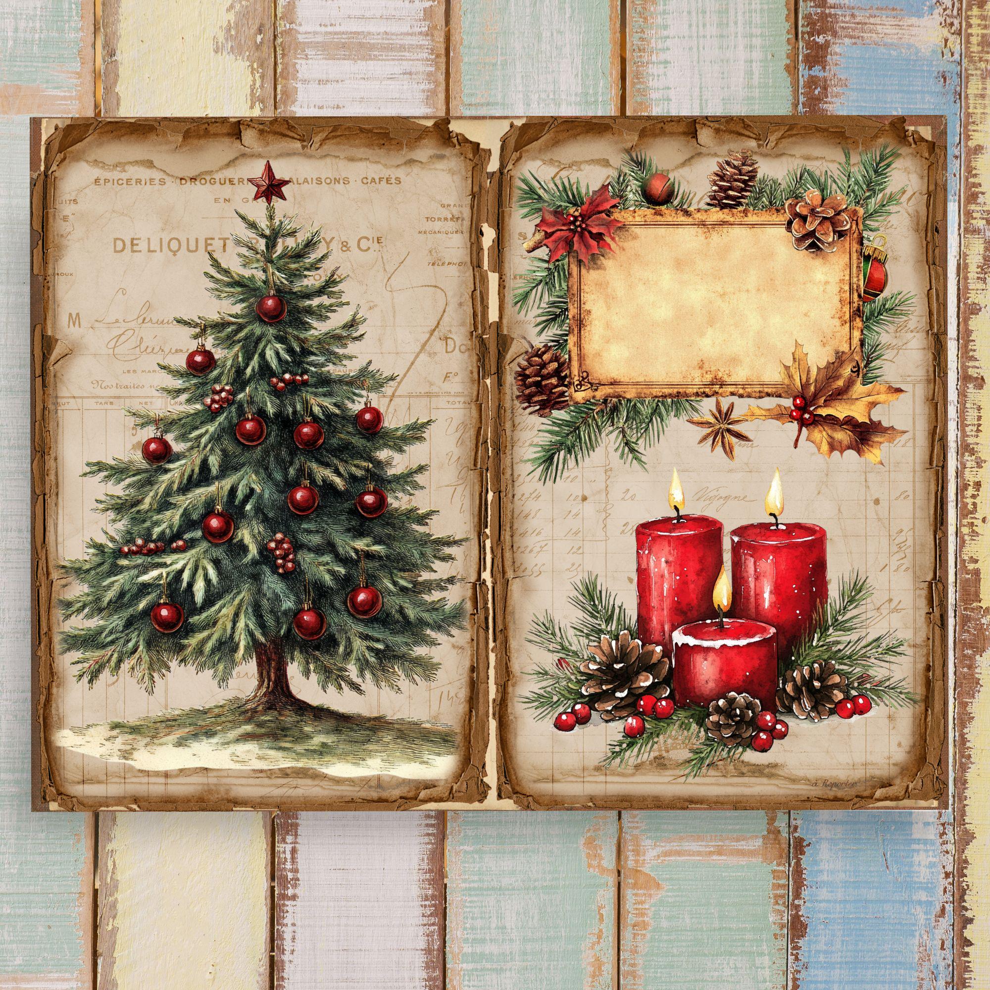 Old-fashioned Christmas Digital Paper | 5 Vintage Scrapbooking Pages ...