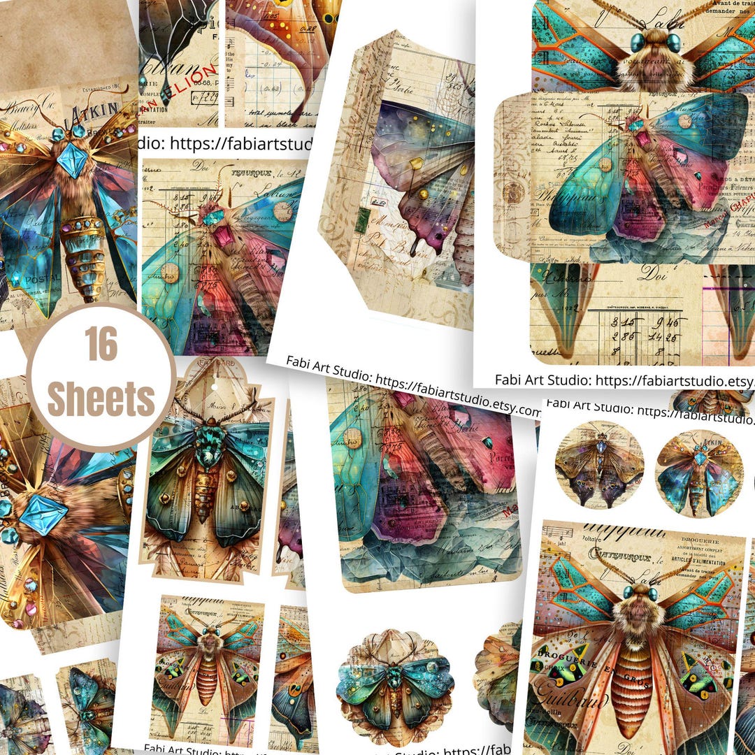 Vintage Moth Ephemera Kit: Junk Journal Printable Collage Art (digital Download) - FA229 - Etsy