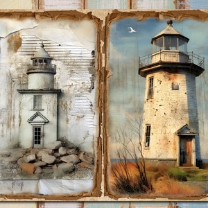 Junk Journal Printable, Lighthouse , Journal Double Pages, Lighthouse ...