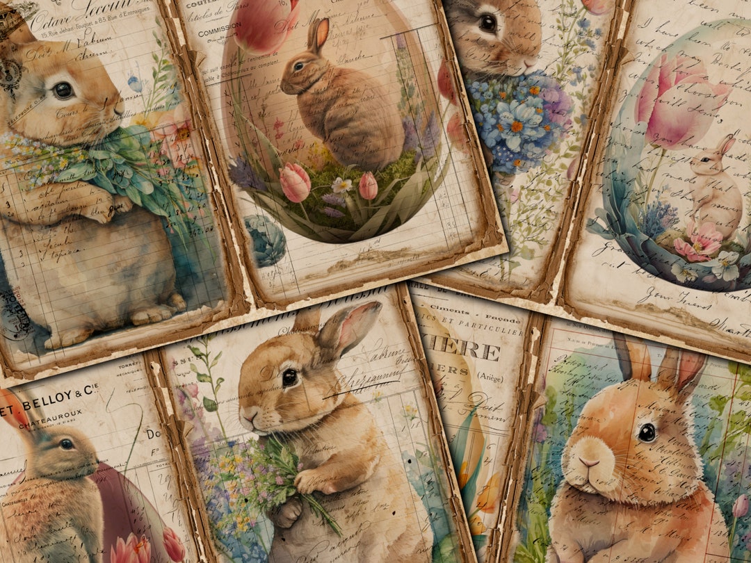 Easter Junk Journal Pages, Bunny Junk Journal, Rabbit, Journal Pages ...