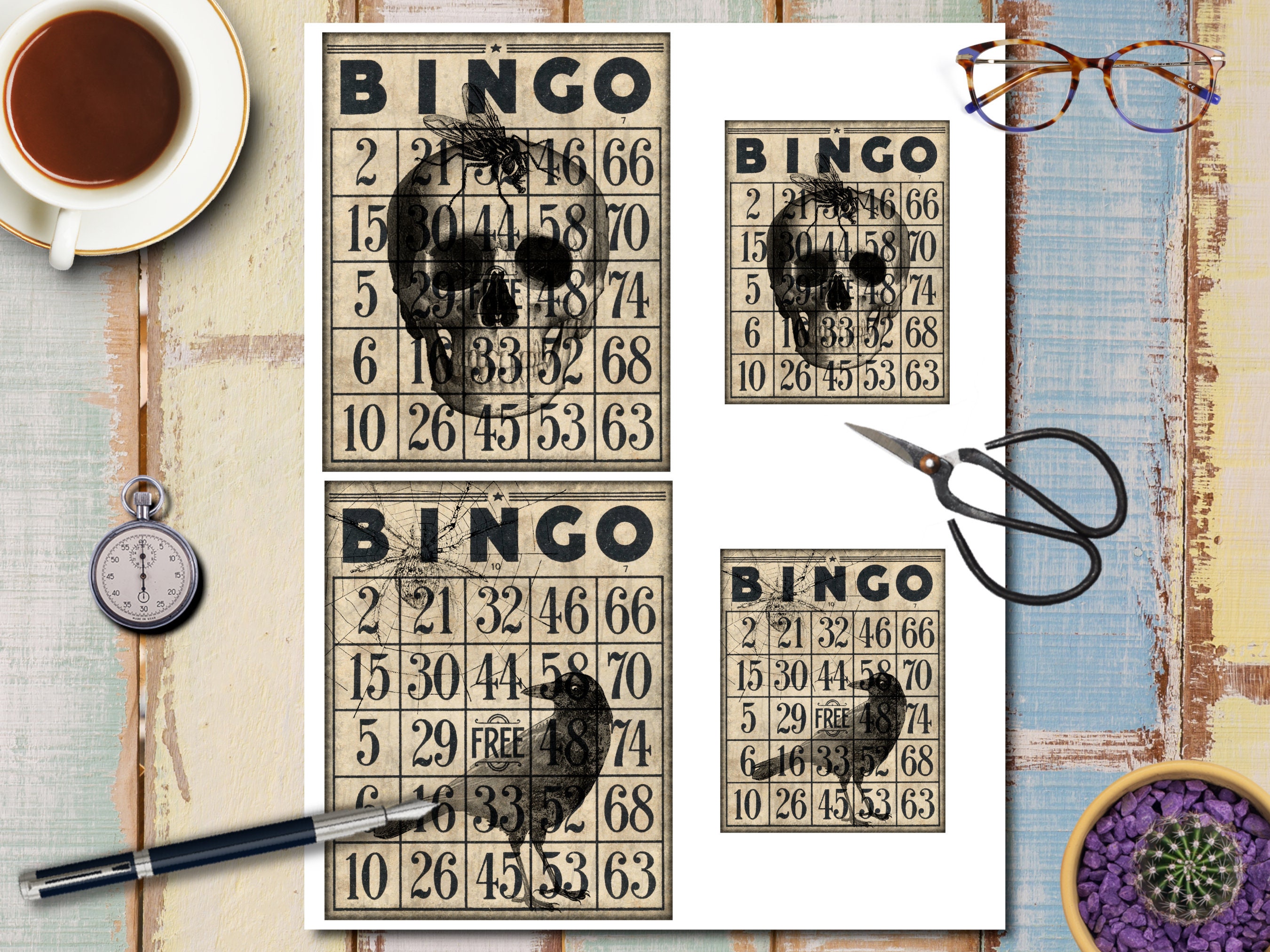 Halloween Bingo Cards, Gothic Ephemera (digital Printable) - Etsy