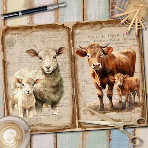 Junk Journal Printable, Farm Animals , Vintage Journal Pages, Farm ...