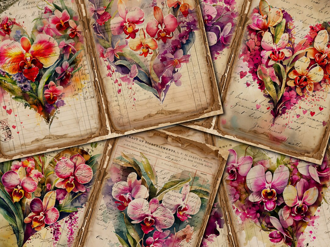Orchid Vintage Junk Journal Printable – Flower Journal Pages Digi Kit ...