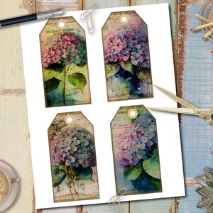 Hydrangea Junk Journal Tags, Flower Junk Journal , Vintage Printable ...