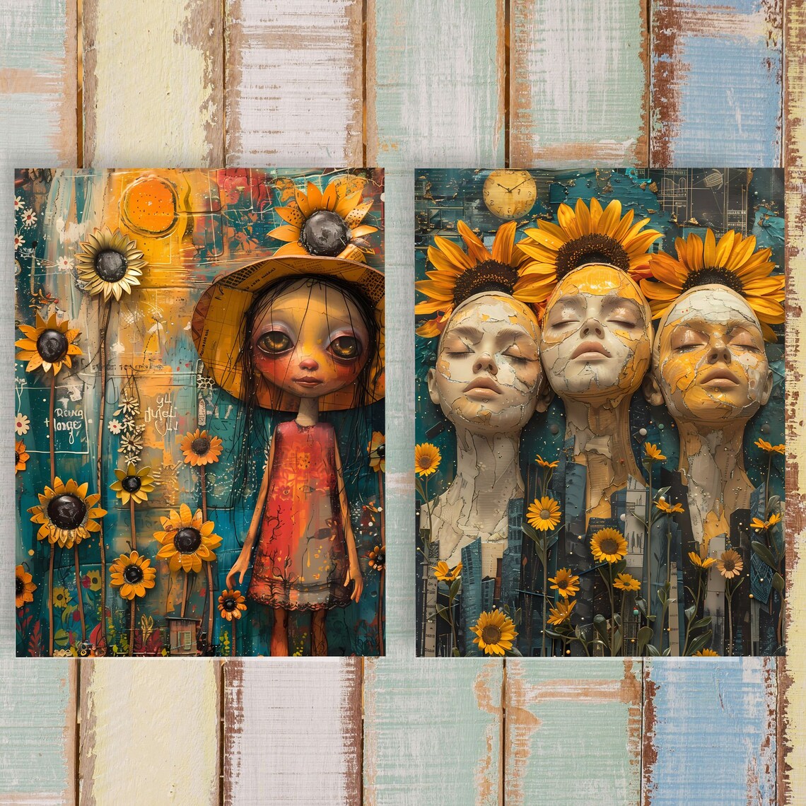 Sunny Girls Junk Journal Kit: Vintage Ephemera Collage Papers (digital ...