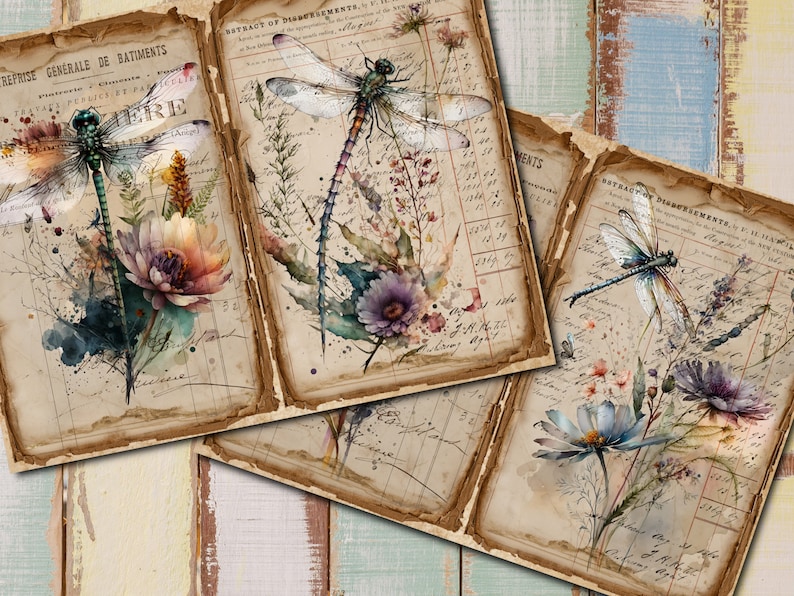 Dragonfly Vintage Journal Pages: Printable Junk Journal Kit (digital ...