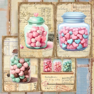 Candy Jars Junk Journal Kit: Vintage Collage Pages (digital Download ...
