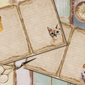 DIGITAL Cat Junk Journal Kit – Printable Vintage Lined Pages - Etsy