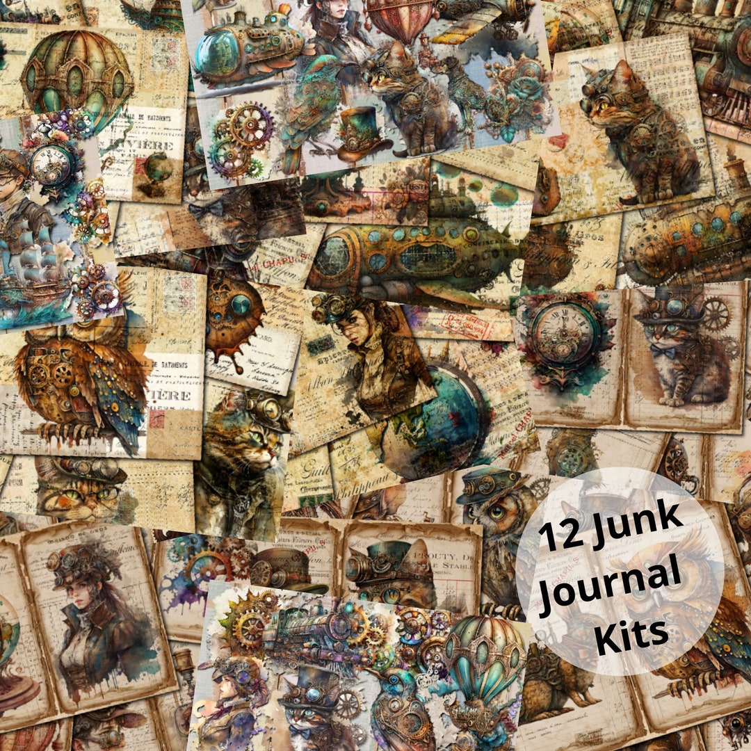 Bundle, Junk Journal Printable, Steampunk Journal Digital Bundle ...