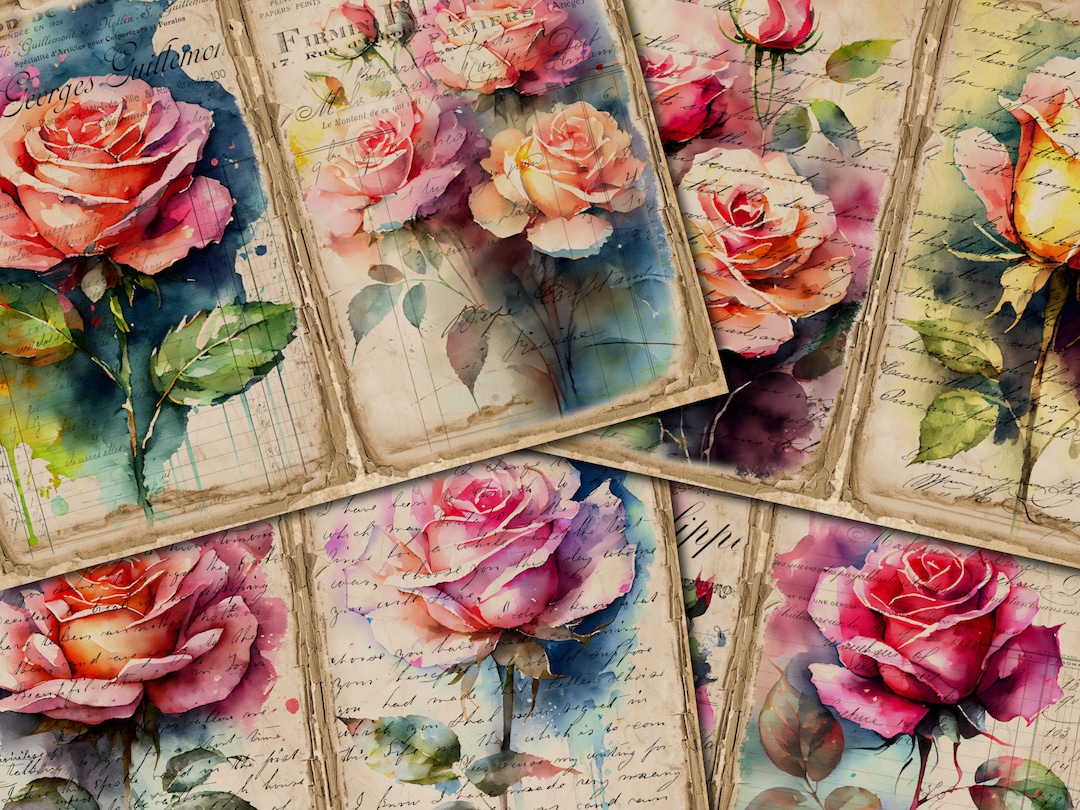 Vintage Rose Junk Journal Kit: Printable Pages (digital Download) - Etsy