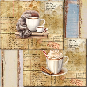Coffee Collage Sheet, Coffee Junk Journal Kit, Vintage Journal Paper ...