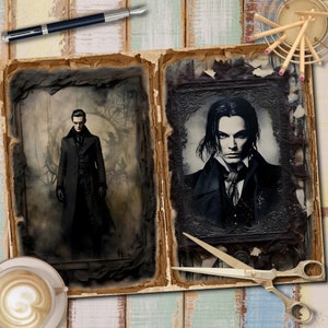 Junk Journal Printable, Gothic Vampire Halloween : Double Pages, Digi ...