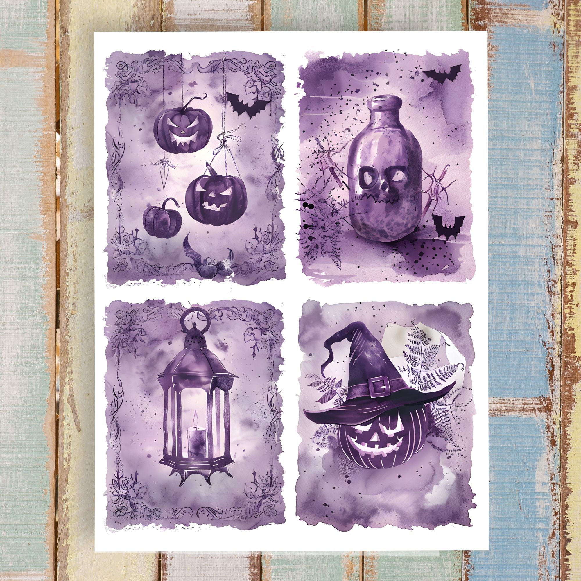 Junk Journal Kit, Halloween Cards for Junk Journal - Enchanted Spooky ...