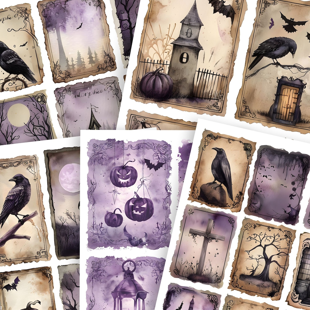 Junk Journal Kit, Halloween Cards for Junk Journal - Enchanted Spooky ...