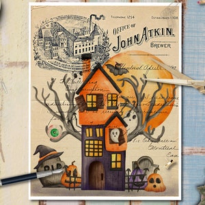 Halloween Junk Journal Digital Kit , Collage Papers Sheets, Digital ...