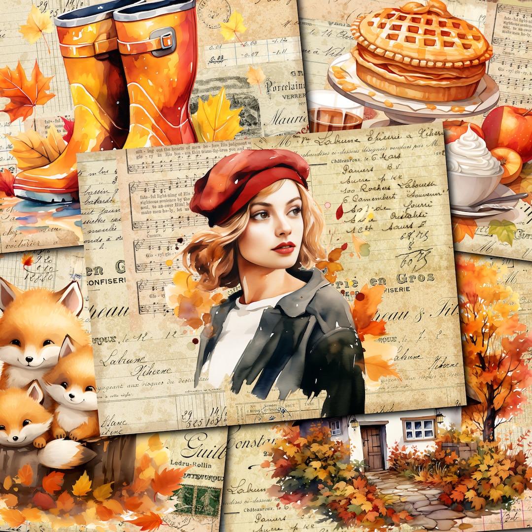 Junk Journal Printable, Fall Season , Vintage Journal Papers, Autumn ...