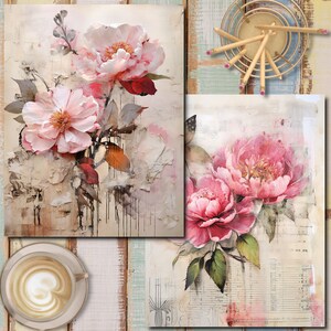 Pink Peony Collage Paper: Junk Journal Printable (digital Download) - Etsy