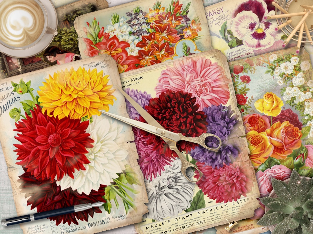 Watercolor Flowers Junk Journal Printable Page, Flowers Junk Journal ...