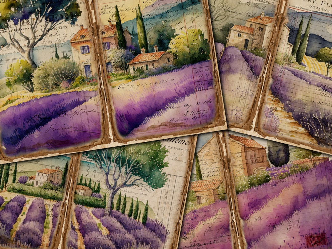 Lavender Field Junk Journal Pages: Vintage Floral Digi Kit (digital ...