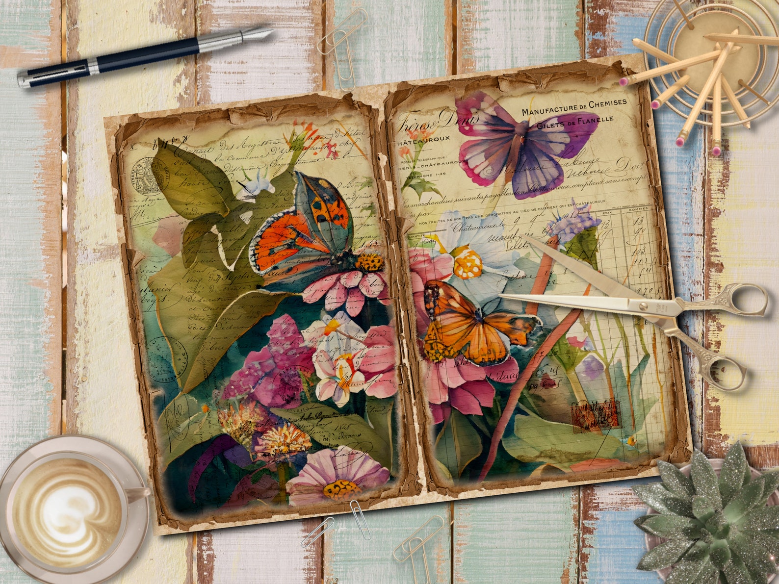 Watercolor Wildflowers Junk Journal Printable Pages (digital Download ...