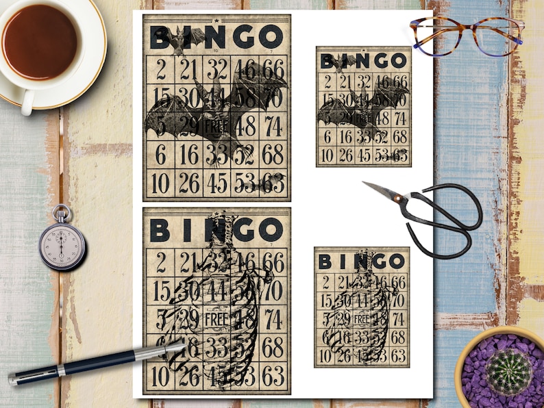 Halloween Bingo Cards, Gothic Ephemera (digital Printable) - Etsy
