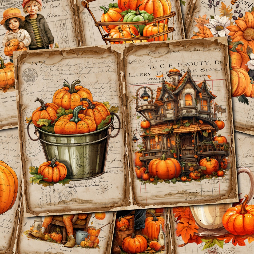Fall Pumpkin Junk Journal Kit: Vintage Autumn Printable Pages (digital ...