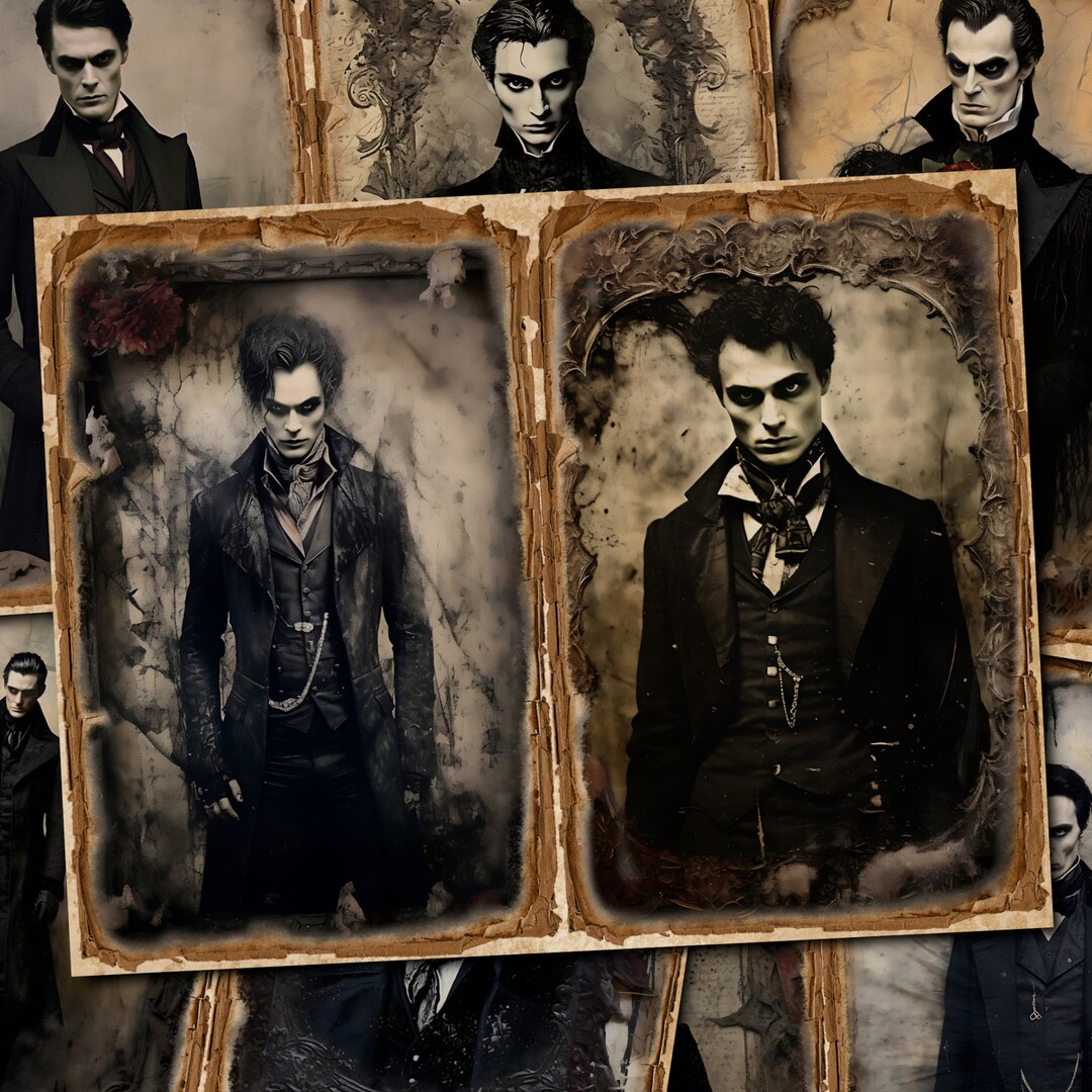 Junk Journal Printable, Gothic Vampire Halloween : Double Pages, Digi ...