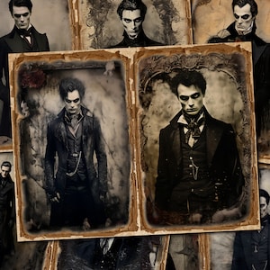 Junk Journal Printable, Gothic Vampire Halloween : Double Pages, Digi ...