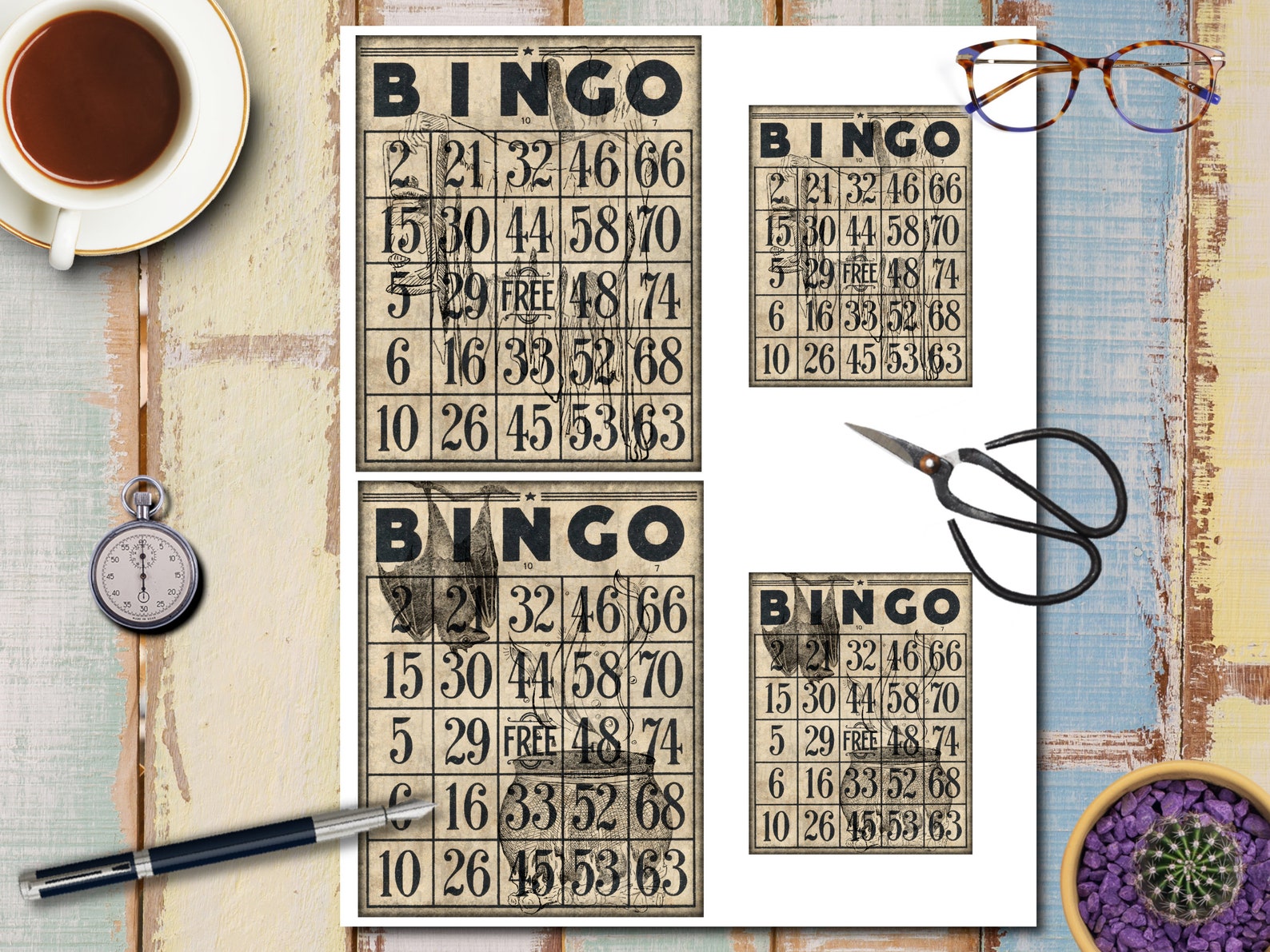 Halloween Bingo Cards, Gothic Ephemera (digital Printable) - Etsy