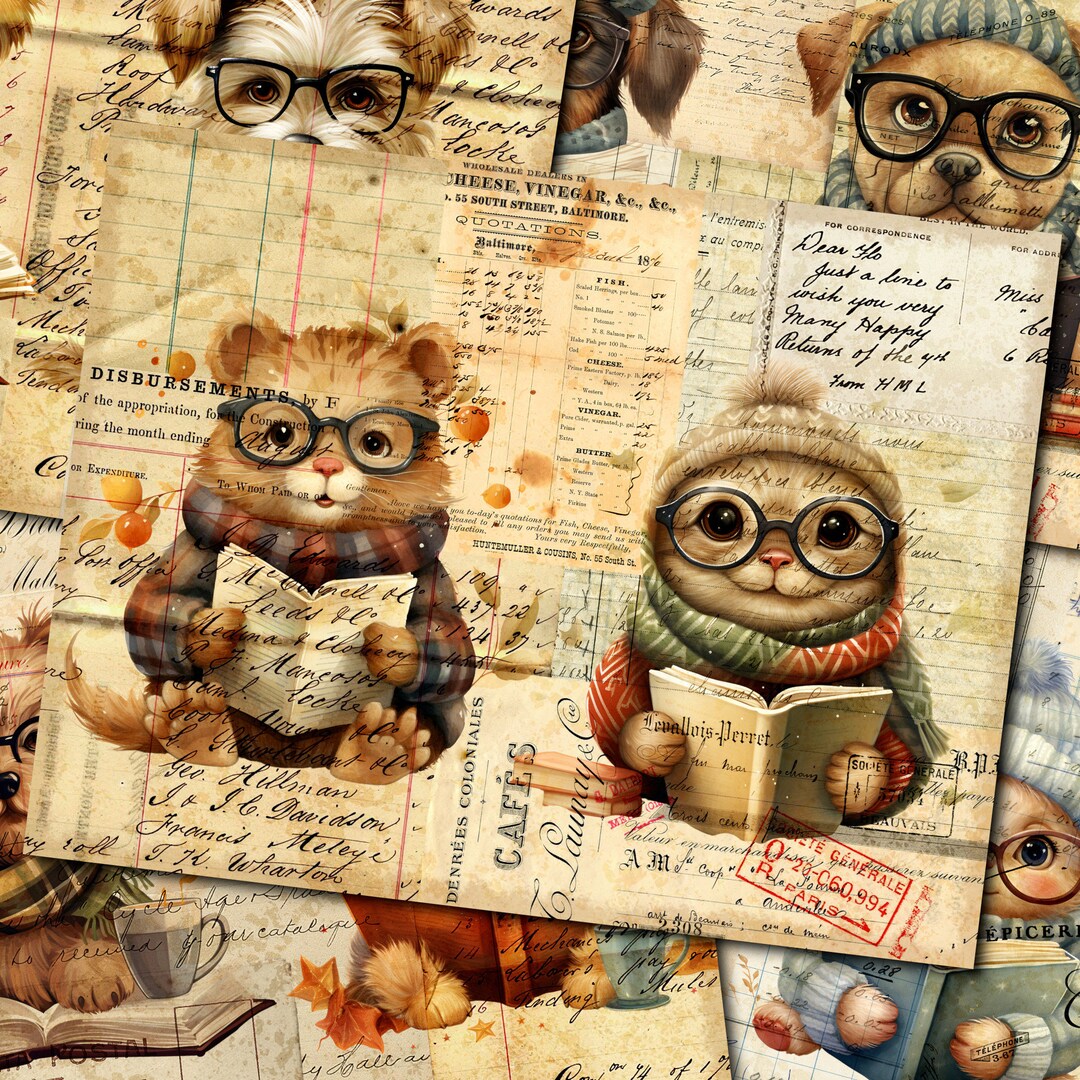 Cute Puppy Junk Journal Pages, Digital Dog Kit, Cute Pet Printable ...