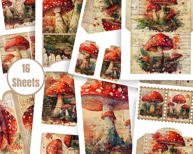 Mushroom Pixies Printable Paper Dolls, Junk Journal Digital Ephemera ...