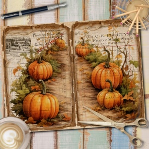 Fall Pumpkin Junk Journal Kit: Vintage Autumn Printable Pages (digital ...