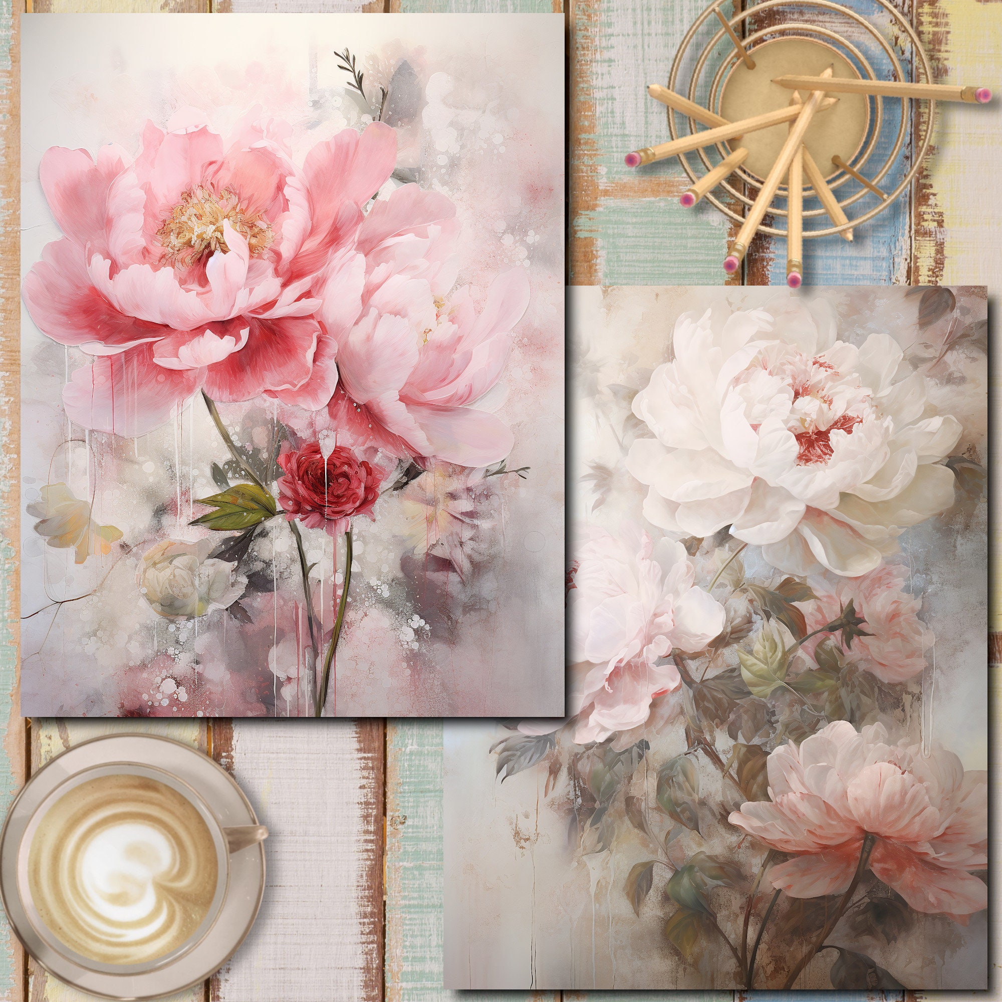Pink Peony Collage Paper: Junk Journal Printable (digital Download) - Etsy